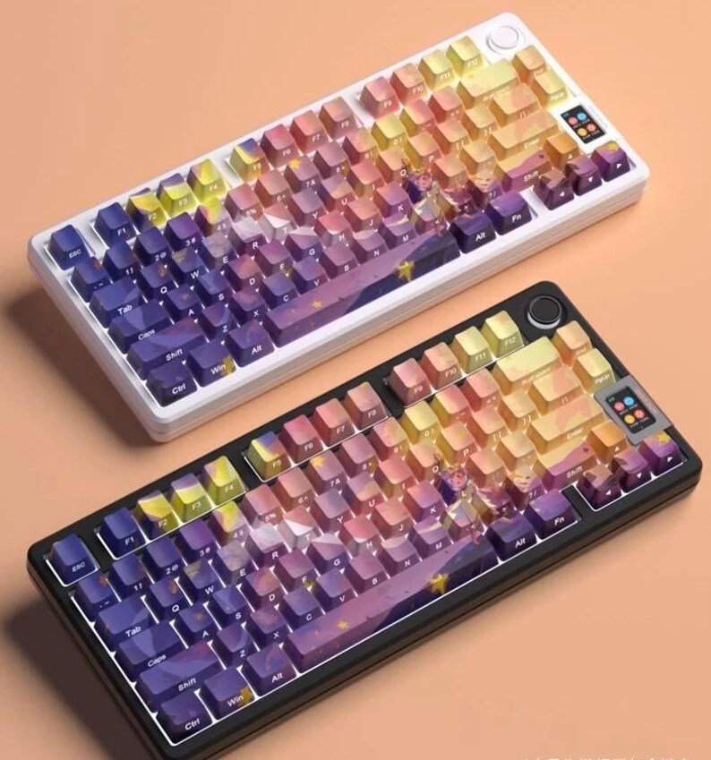 135 Keys Van Gogh Keycaps Translucent PBT Double Shot Side Print Shine ...