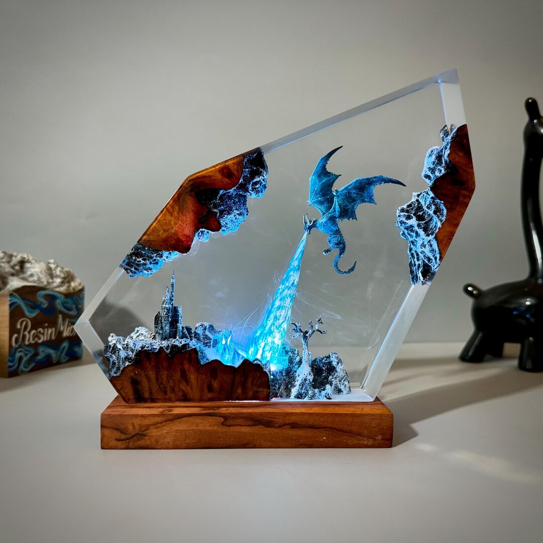 Dragon Resin Night Light, Dragon Art, Dragon Statue, Fire Dragon and ...