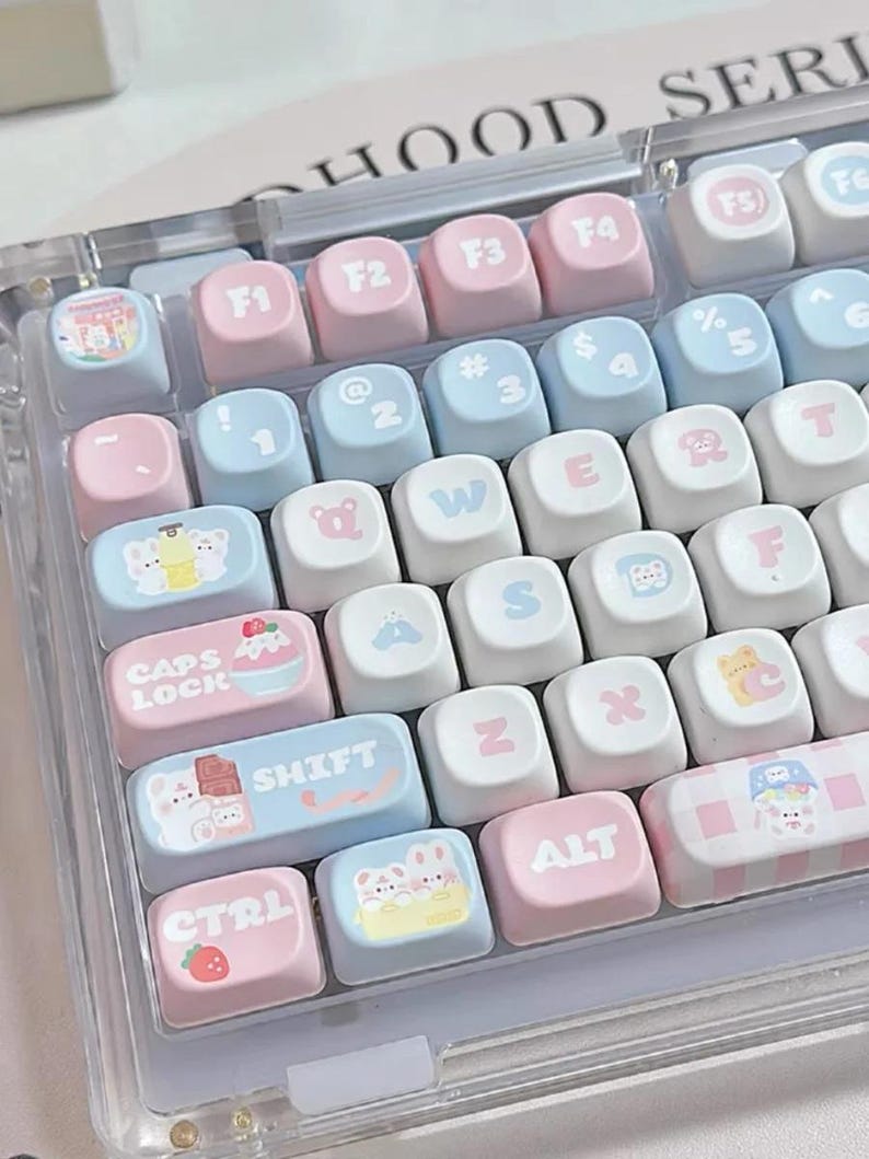 Cute Rabbit Bear Keycaps 142 Keys MOA High Quality Keycap Cute Key Cap ...