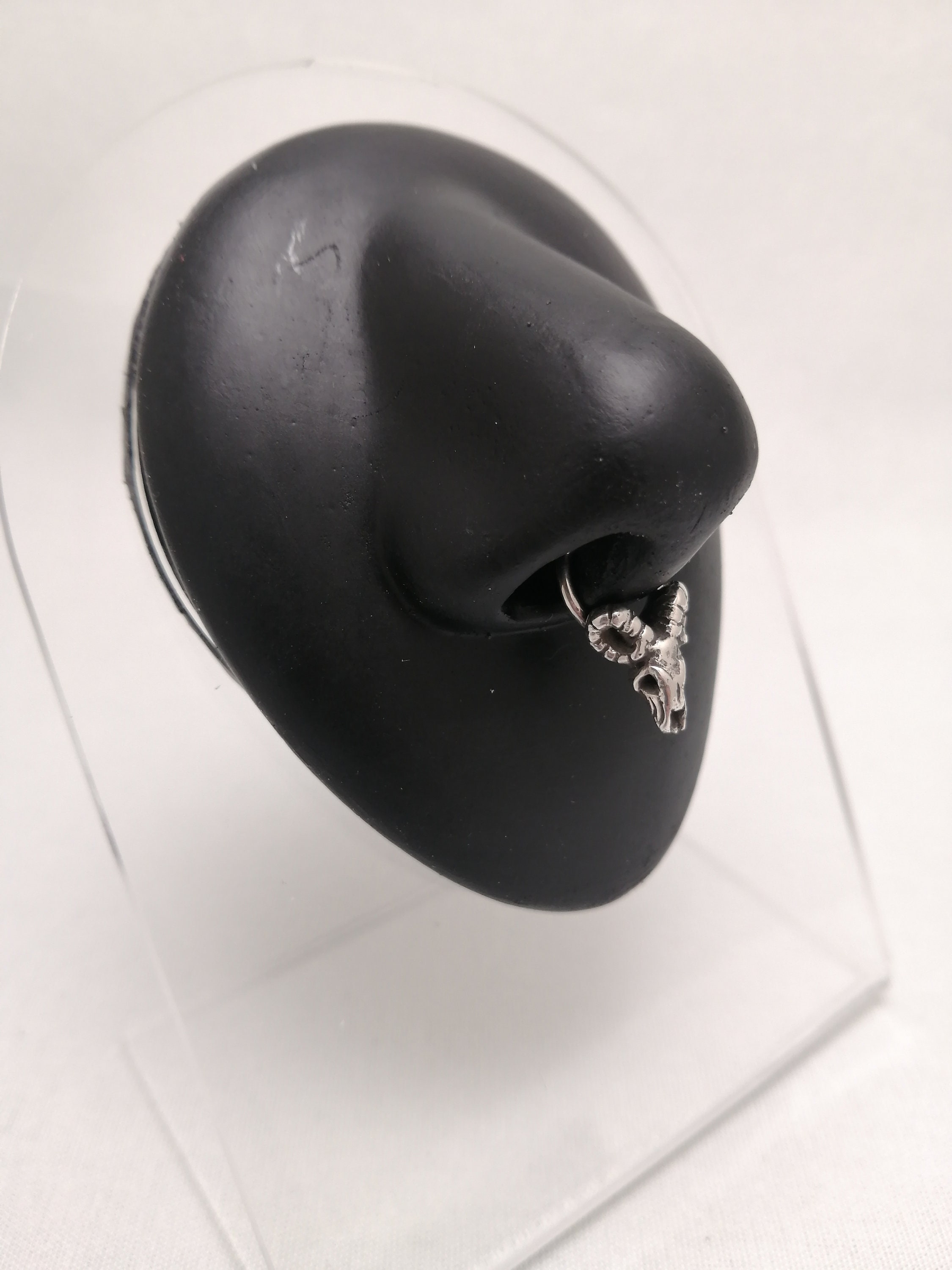 Skull Septum Ram Head Silver Septum Goth Jewelry Witchy - Etsy