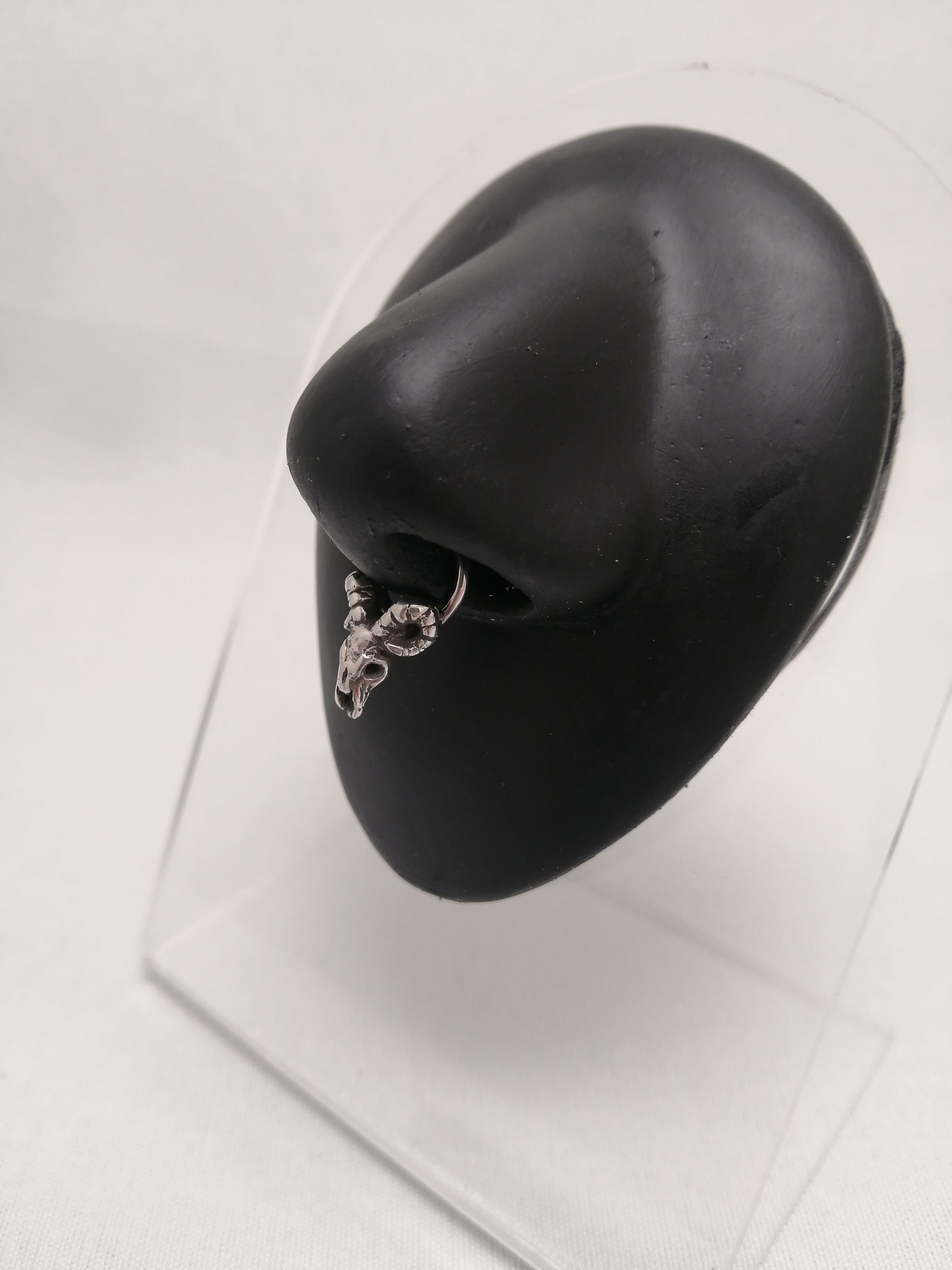 Skull Septum Ram Head Silver Septum Goth Jewelry Witchy - Etsy