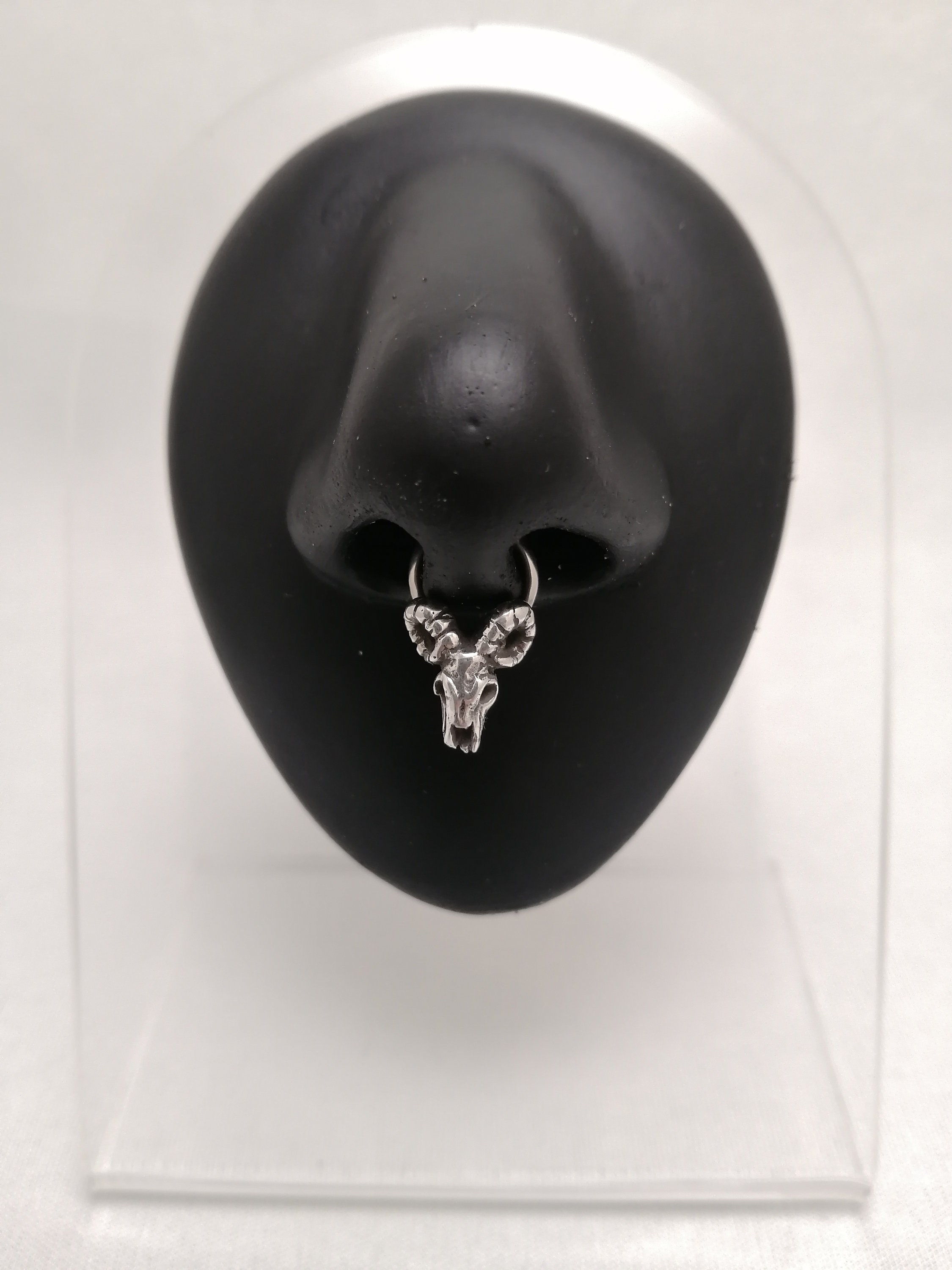 Skull Septum Ram Head Silver Septum Goth Jewelry Witchy - Etsy