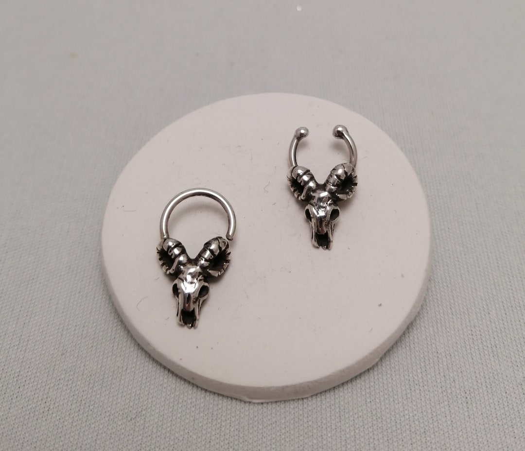 Skull Septum, Ram Head, Silver Septum, Goth Jewelry, Witchy, Fake ...
