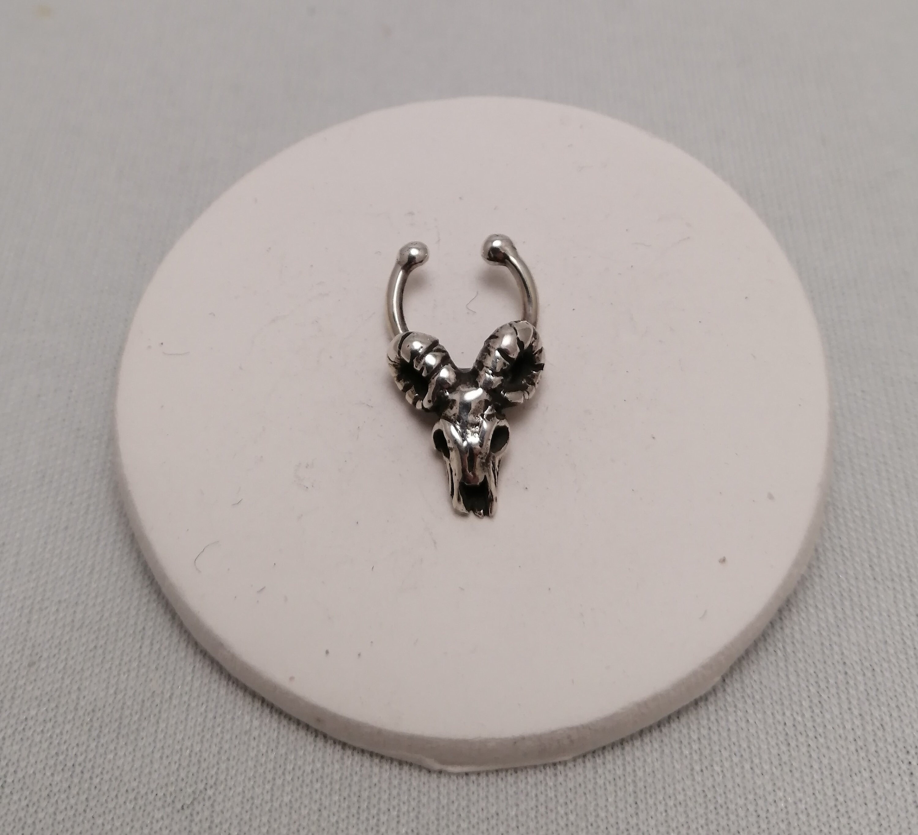 Skull Septum Ram Head Silver Septum Goth Jewelry Witchy - Etsy