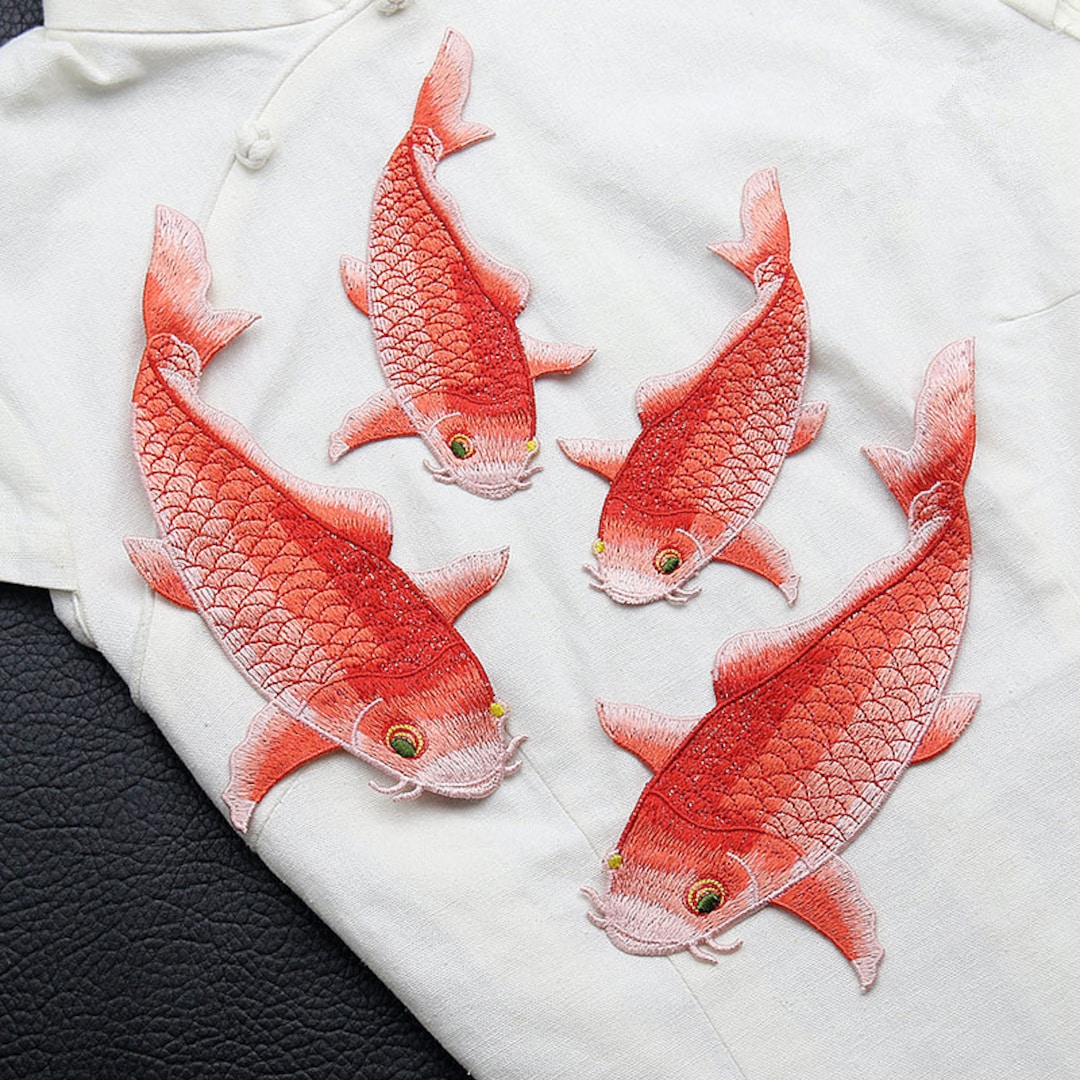 Pair of Fish Cyprinoid Carp Fish Lace Embroidery Applique Fish Hand ...
