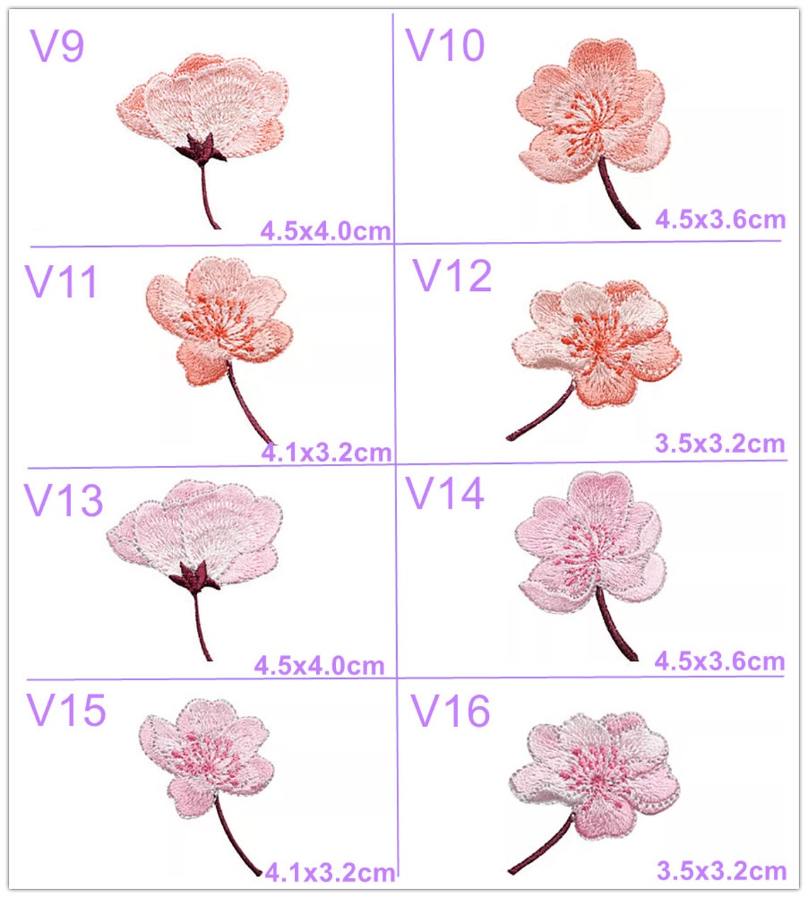 Beauty Begonia Flower Multi Color Lace Embroidery Applique Flower Iron ...