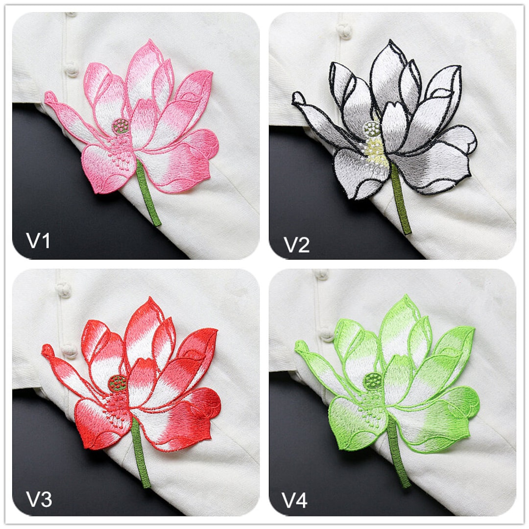 14x16cm Lotus Flower Lace Embroidery Applique Flower Hand Sewing ...