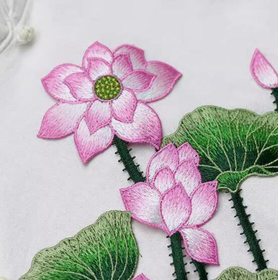 36x28cm Lotus Flower Lace Embroidery Applique Multi Color Flower Sew on ...