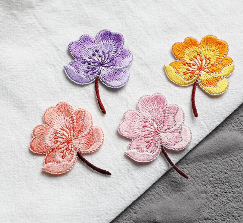 Beauty Begonia Flower Multi Color Lace Embroidery Applique Flower Iron ...