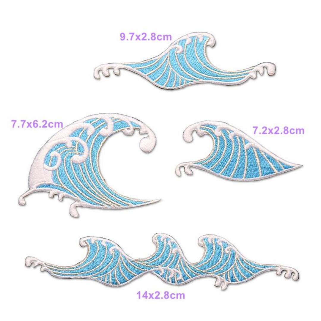 One Set Blue Sea Wave Embroidery Applique Sew on Clothing Accessories ...