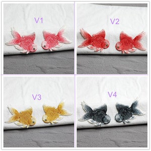 Pair of Fish Golden Fish Lace Embroidery Applique Fish Hand Sew on ...