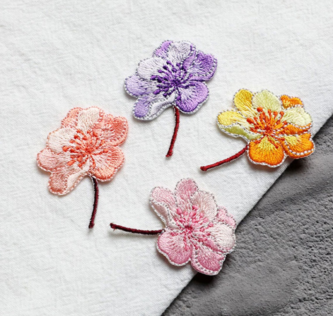 Beauty Begonia Flower Multi Color Lace Embroidery Applique Flower Iron ...
