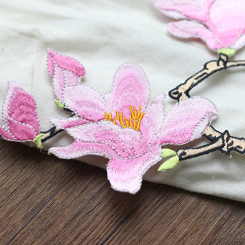 19x11.5cm Magnolia Flower Embroidery Applique Flower Hand - Etsy
