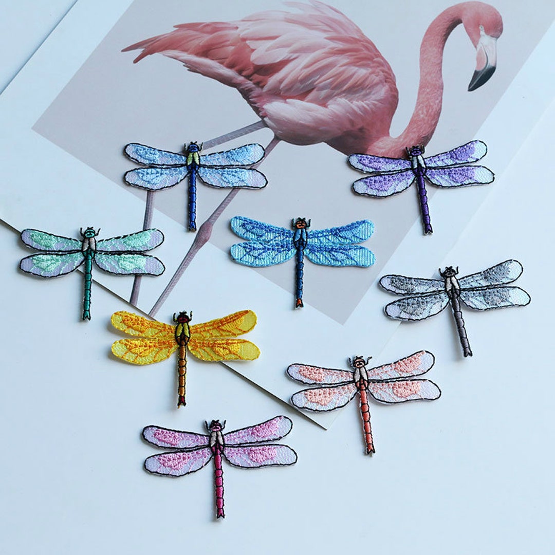 4.0x6.0cm Embroidery Dragonfly Applique Iron on DIY Clothing ...