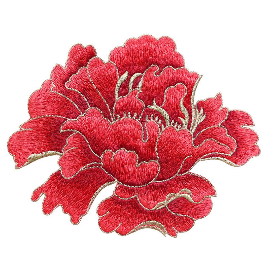 16.5x13cm Peony Flower Embroidery Applique Flower Hand Sewing Clothing ...