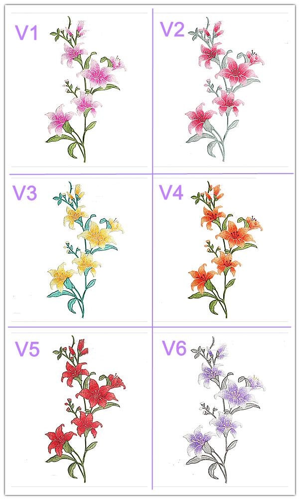 34x20cm Lily Flower Lace Silk Embroidery Applique Flower Hand Sewing ...