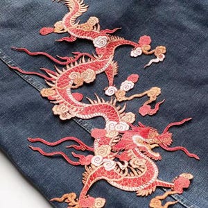 Embroidery Dragon Applique Cloud Dragon Hand Sewing Clothing ...