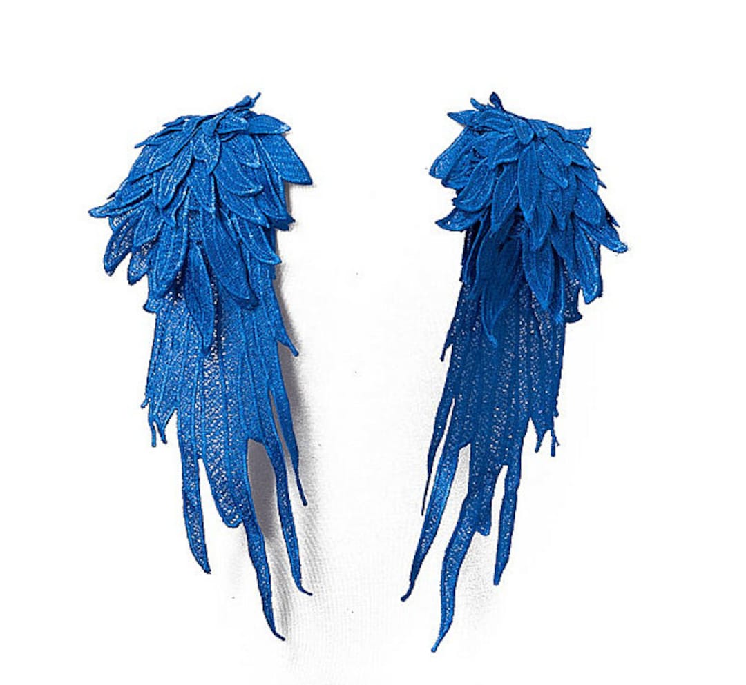 Pair of Single Color 40x15cm Multi Color Wing Applique Embroidered ...