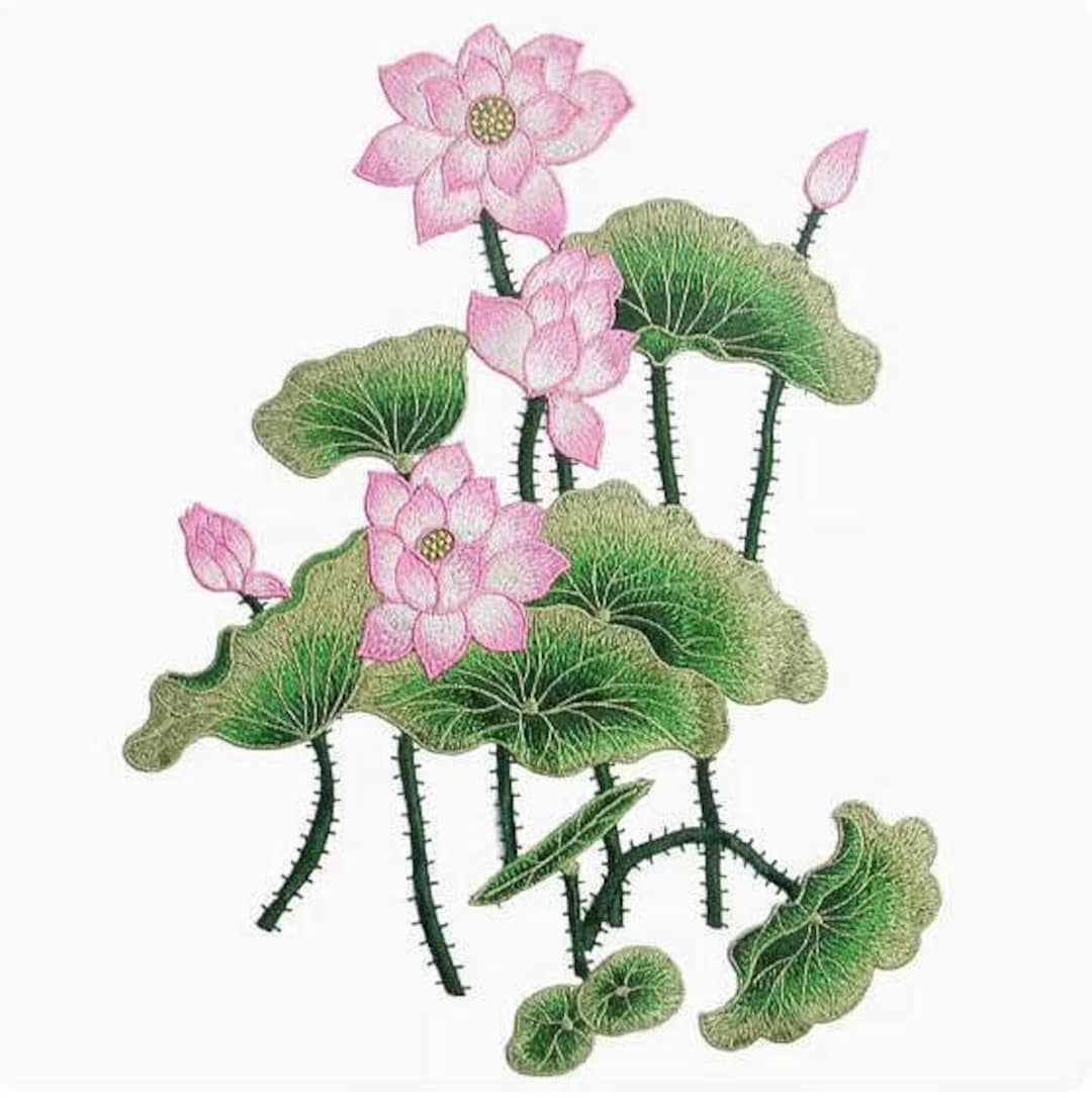36x28cm Lotus Flower Lace Embroidery Applique Multi Color Flower Sew on ...