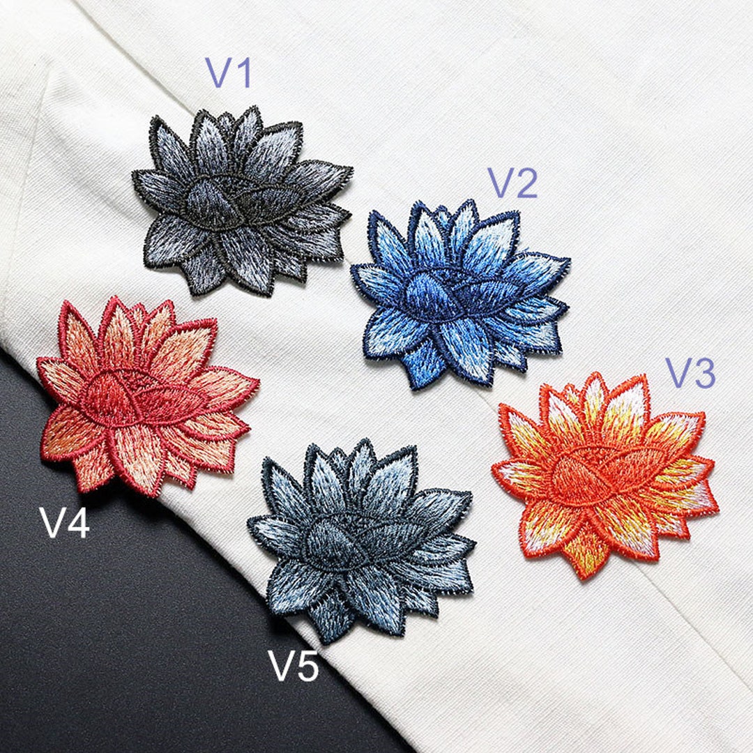6.0x5.6cm Lotus Flower Lace Embroidery Applique Flower Hand Sewing ...