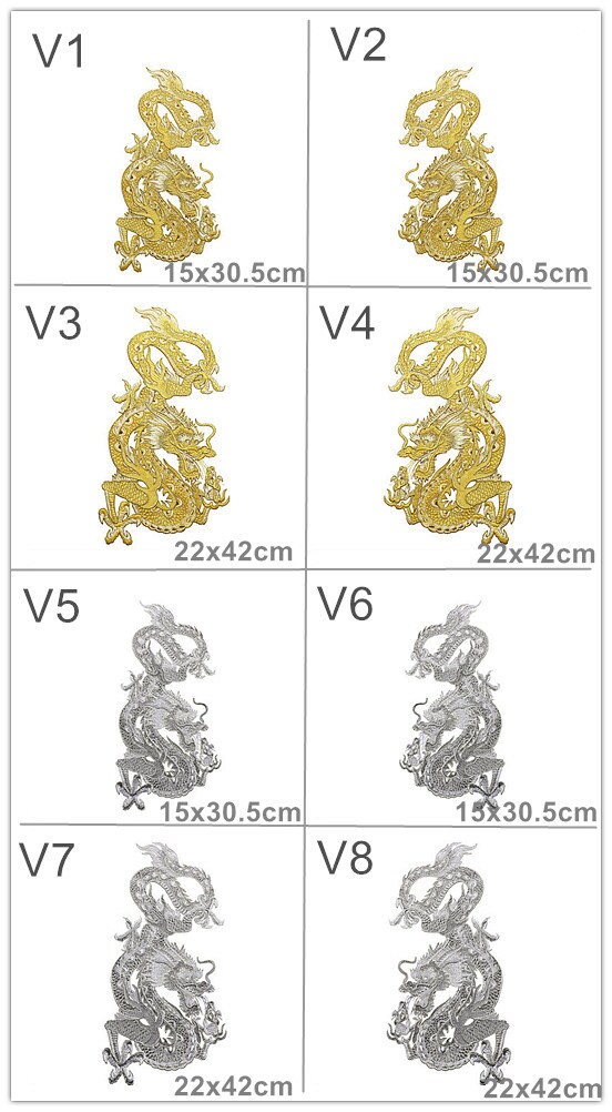 Embroidery Dragon Applique Gold Silver Dragon Hand Sewing - Etsy
