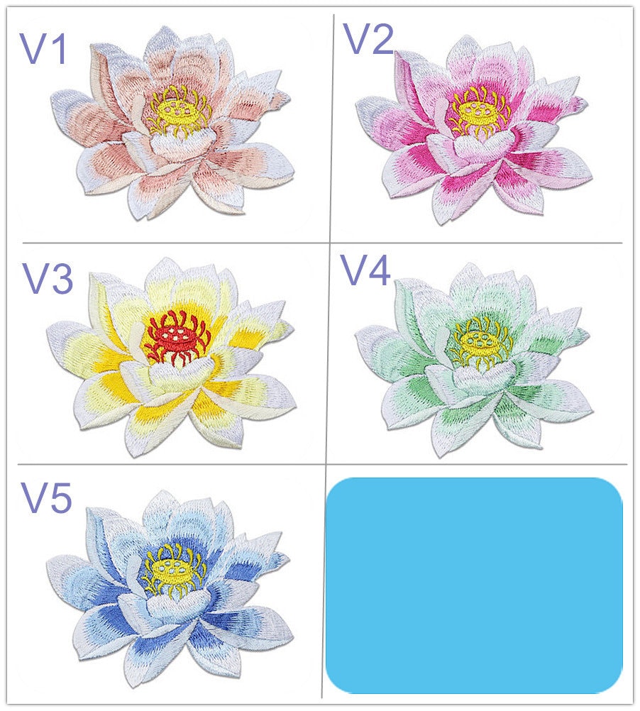 Buy 9.4x8.0cm Lotus Flower Lace Embroidery Applique Flower Hand Online ...