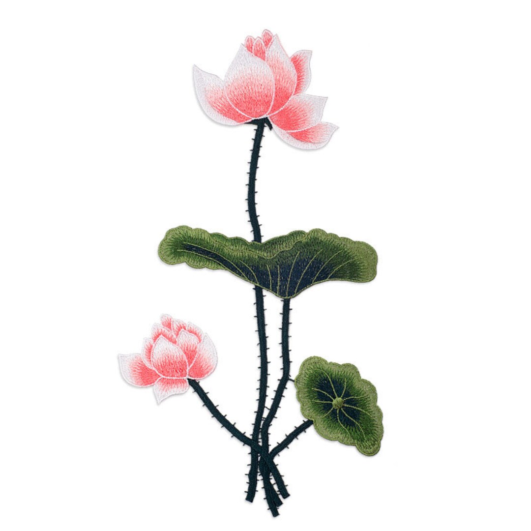 20x40cm Lotus Flower Lace Embroidery Applique Flower Sew on Clothing ...