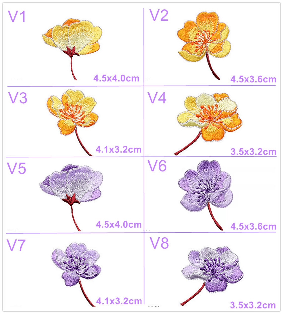 Beauty Begonia Flower Multi Color Lace Embroidery Applique Flower Iron ...