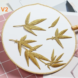 Embroidery One Set Single Color Bamboo Applique Leaves Hand Sewing ...