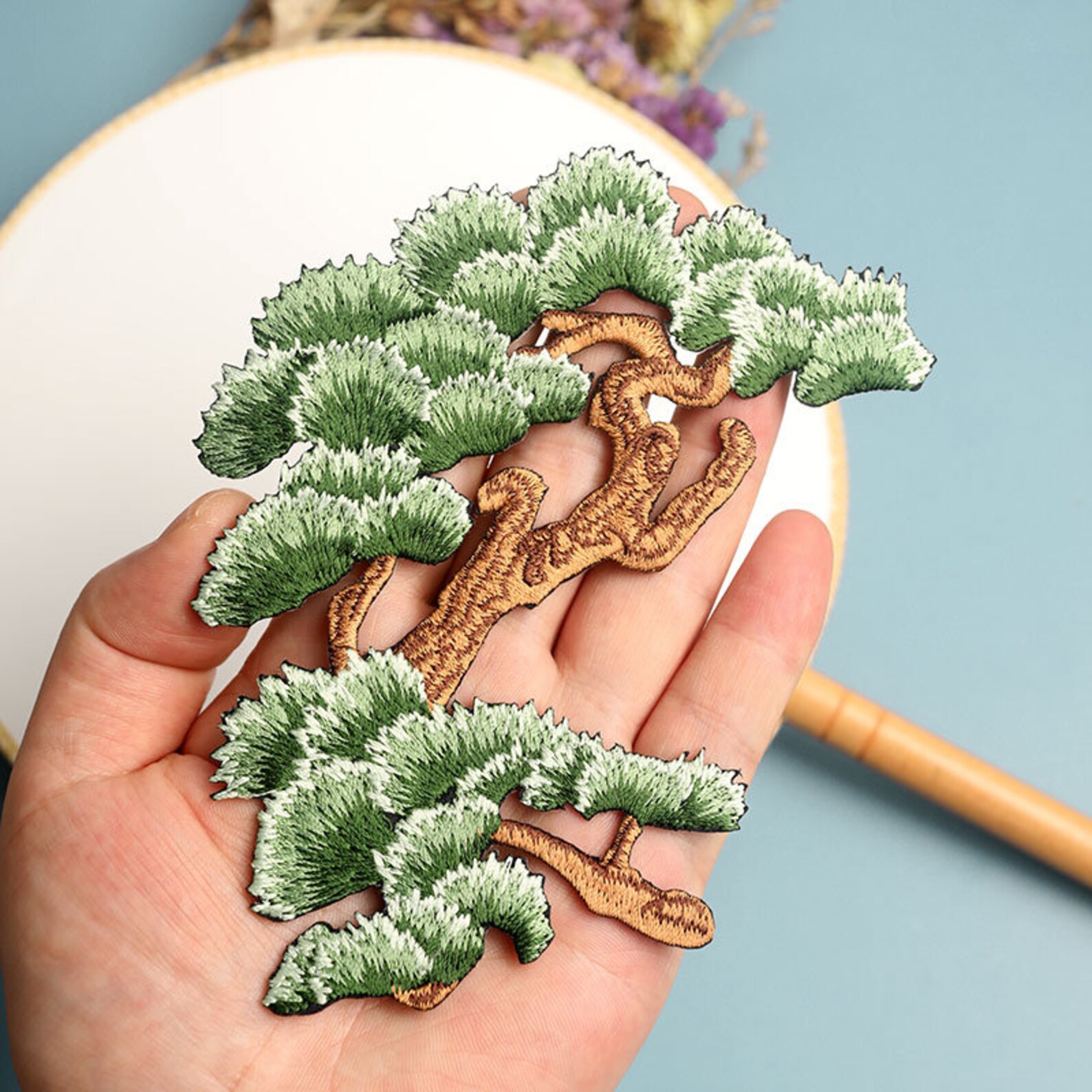 Pine Tree Leaves Leaf Lace Embroidery Applique Green Silver - Etsy