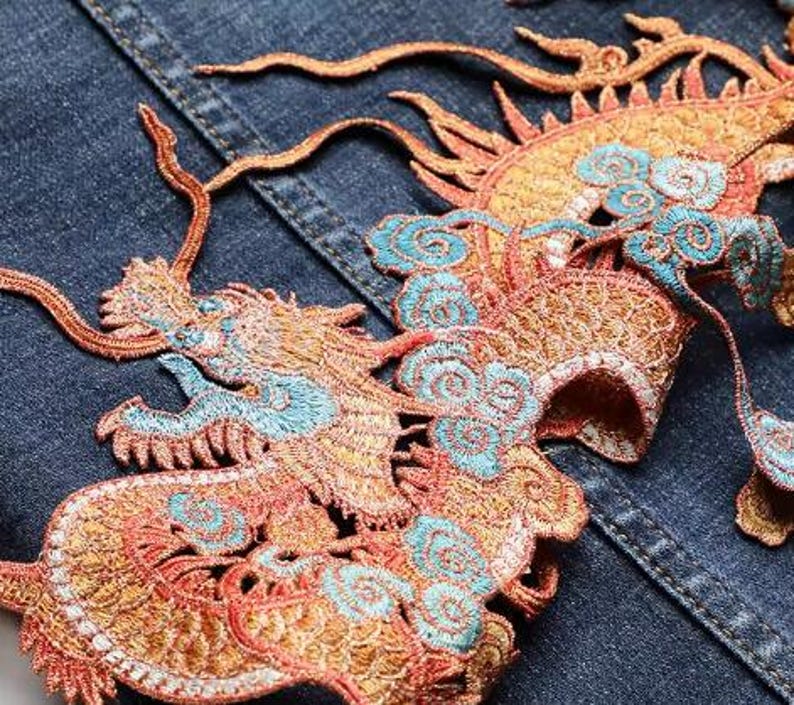 Embroidery Dragon Applique Cloud Dragon Hand Sewing Clothing ...