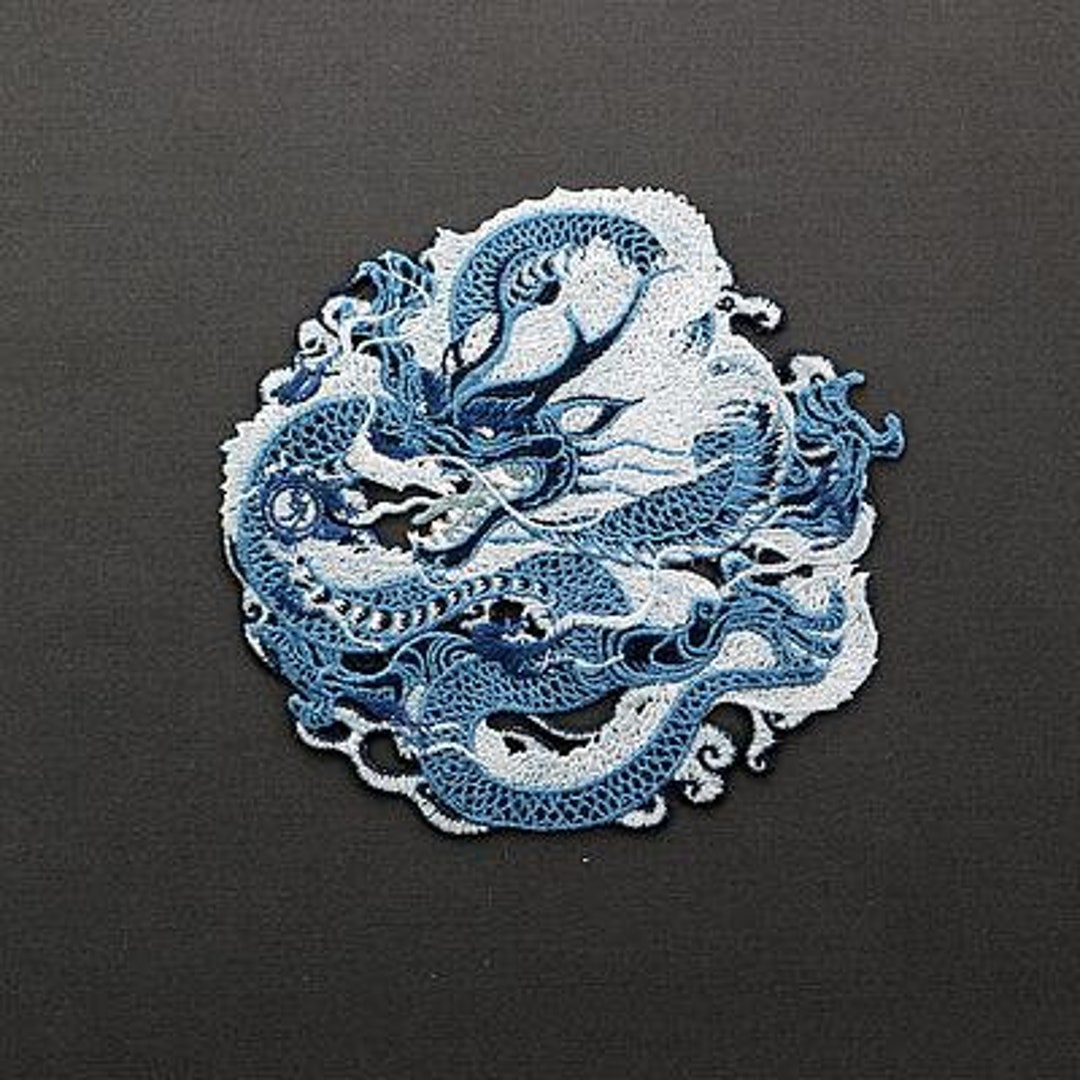 15cm Embroidery Dragon Applique Gold Red Blue Dragon Hand Sewing ...