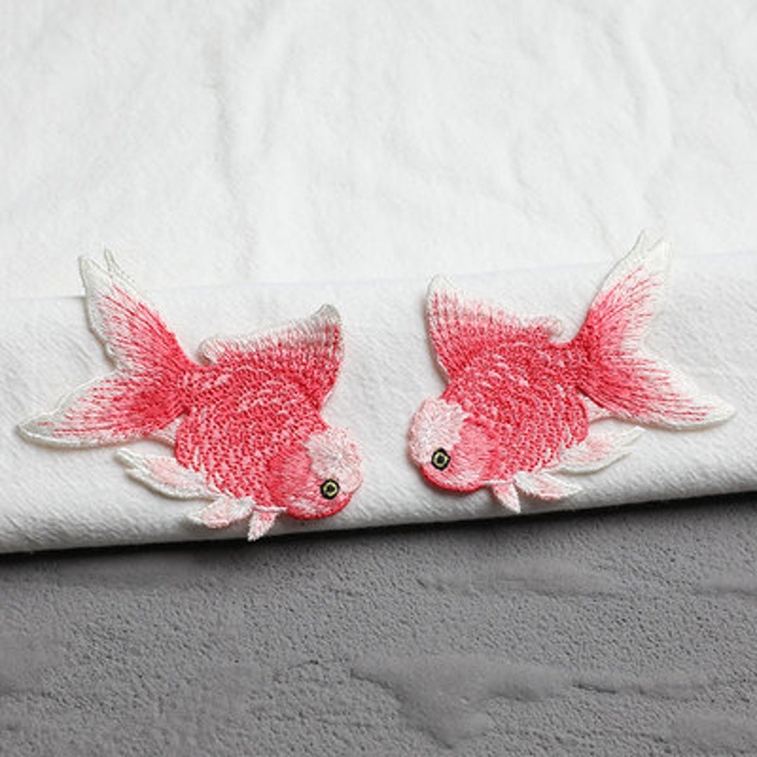 Pair of Fish Golden Fish Lace Embroidery Applique Fish Hand Sew on ...