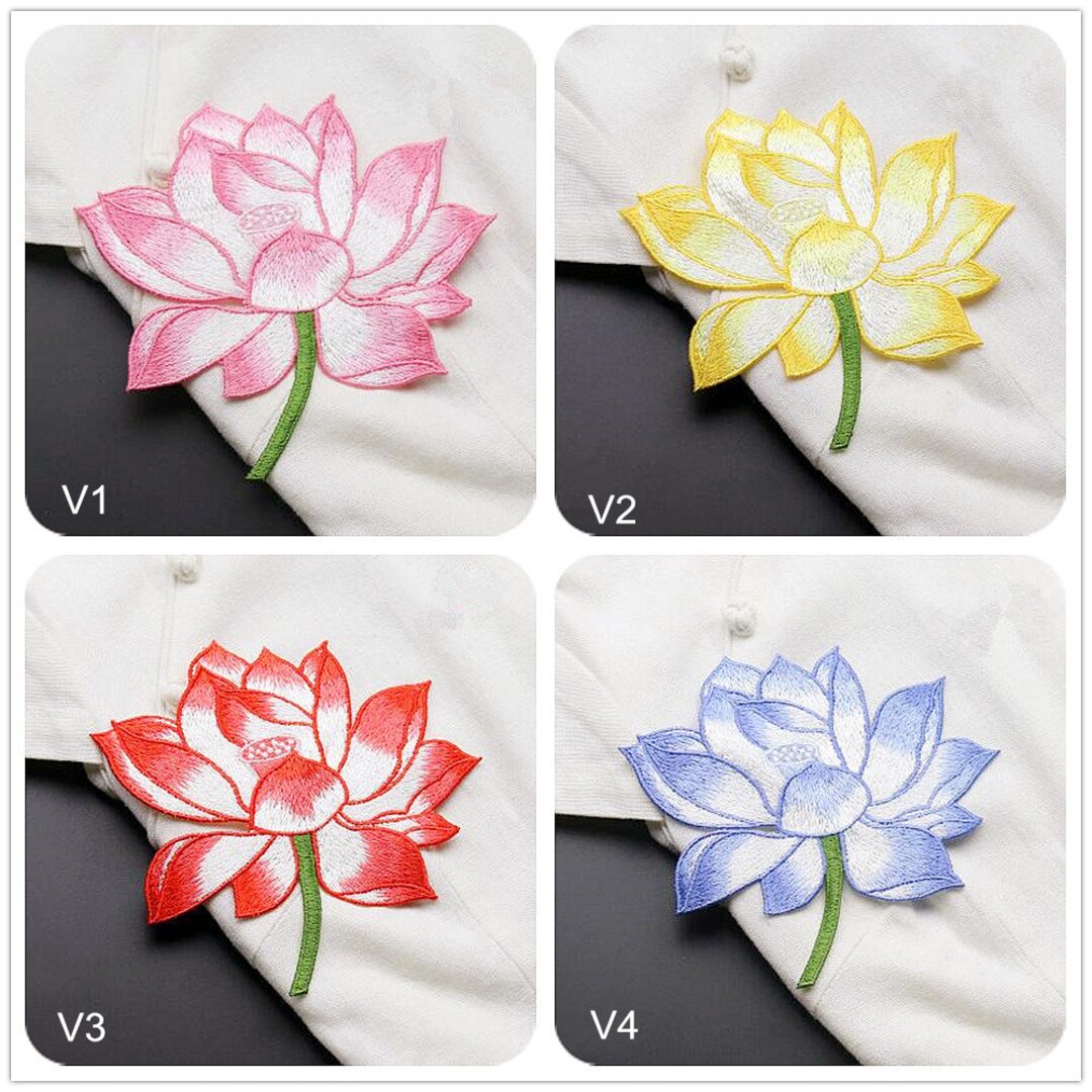 14x13.5cm Lotus Flower Lace Embroidery Applique Flower Hand Sewing ...
