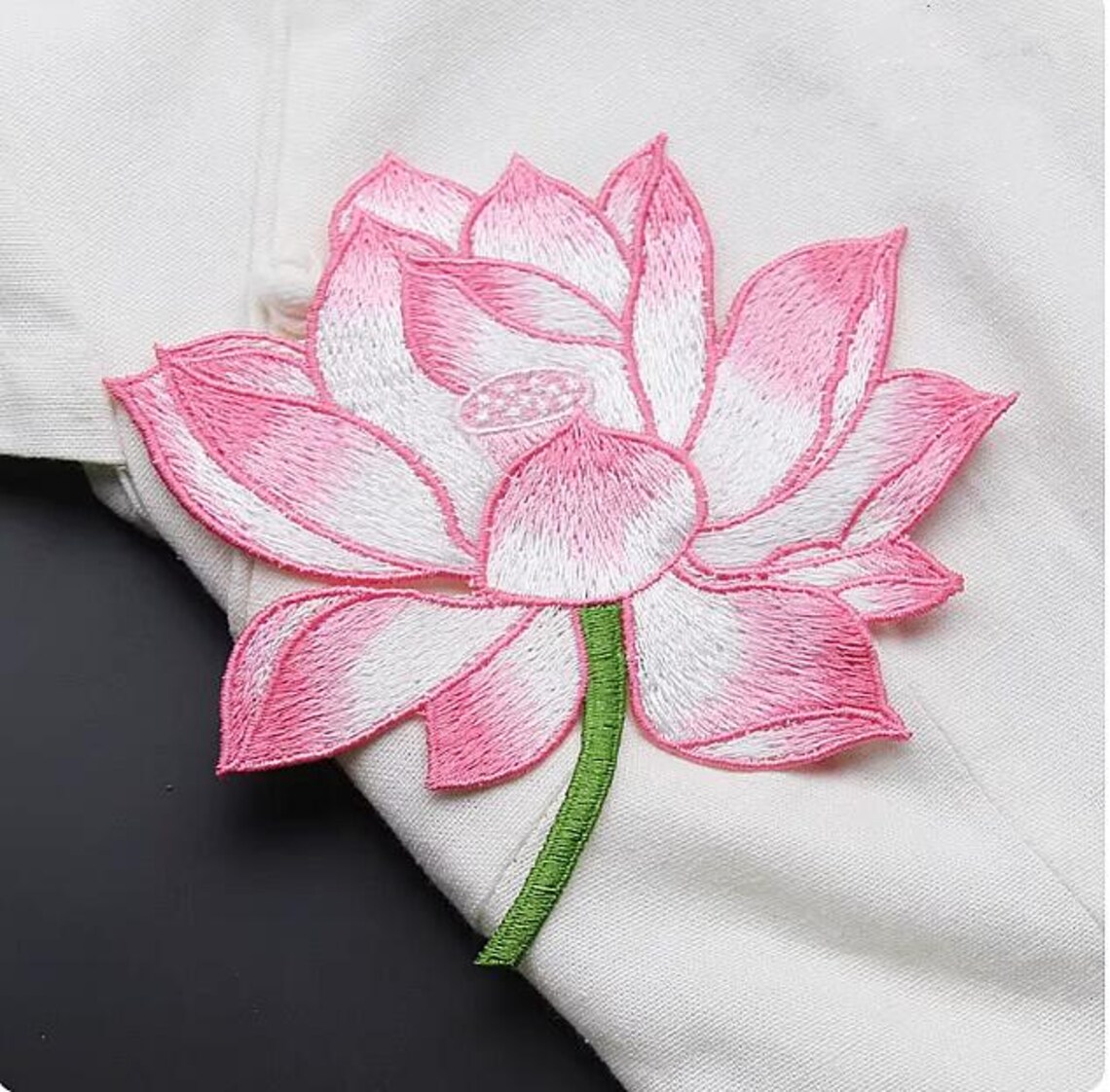 14x13.5cm Lotus Flower Lace Embroidery Applique Hand Sewing Clothing ...