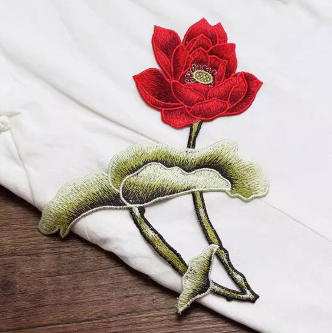 22x16cm Lotus Flower Lace Embroidery Applique Flower Hand Sewing ...