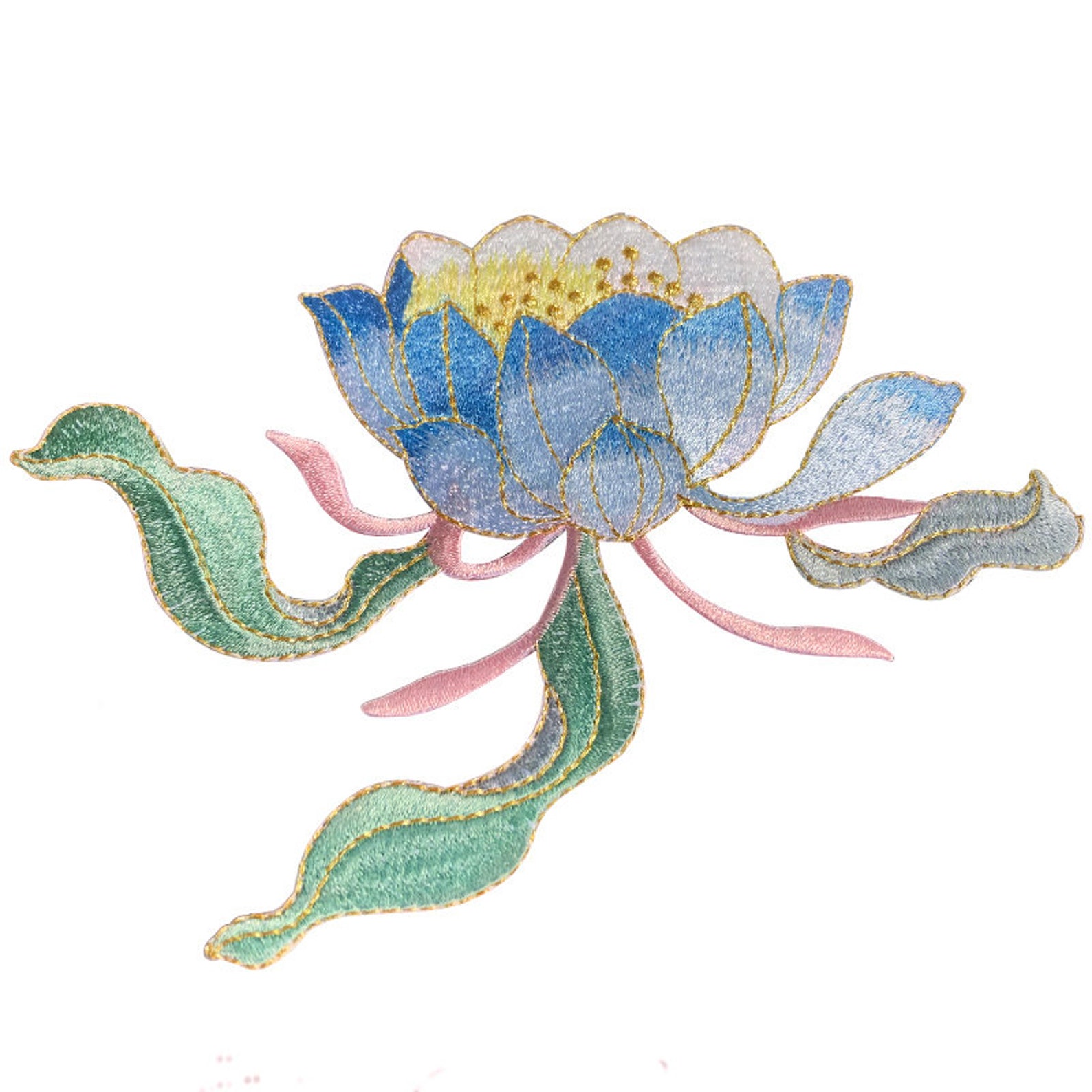 15.5x12cm Lotus Flower Lace Embroidery Applique Sew on Accessories DIY ...