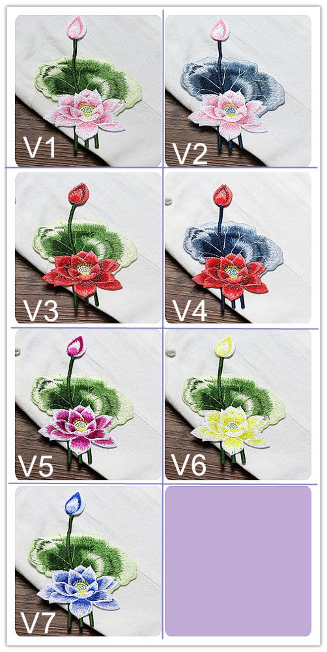 11.7x15.5cm Lotus Flower Lace Silk Embroidery Applique Flower Hand ...