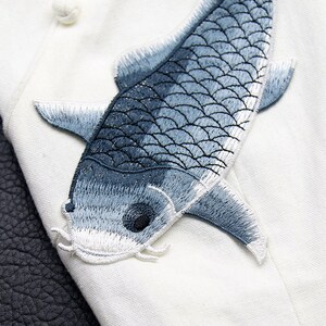 Pair of Fish Cyprinoid Carp Fish Lace Embroidery Applique Fish Hand ...