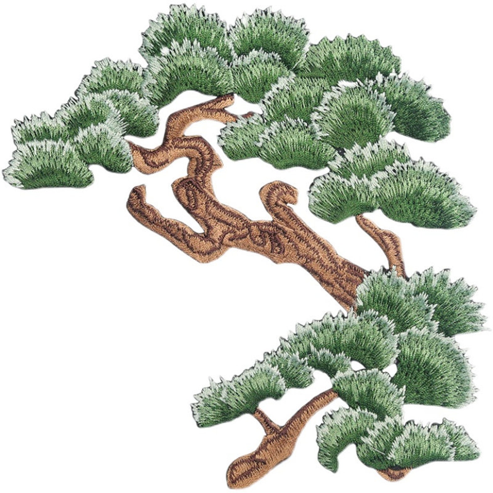 Pine Tree Leaves Leaf Lace Embroidery Applique Green Silver - Etsy