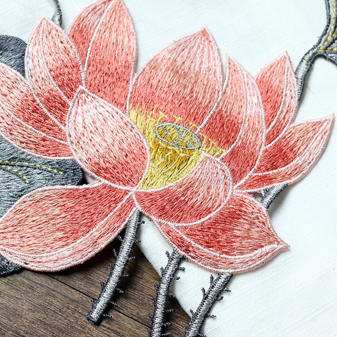 20x24cm Lotus Flower Lace Embroidery Applique Flower Sew on Clothing ...