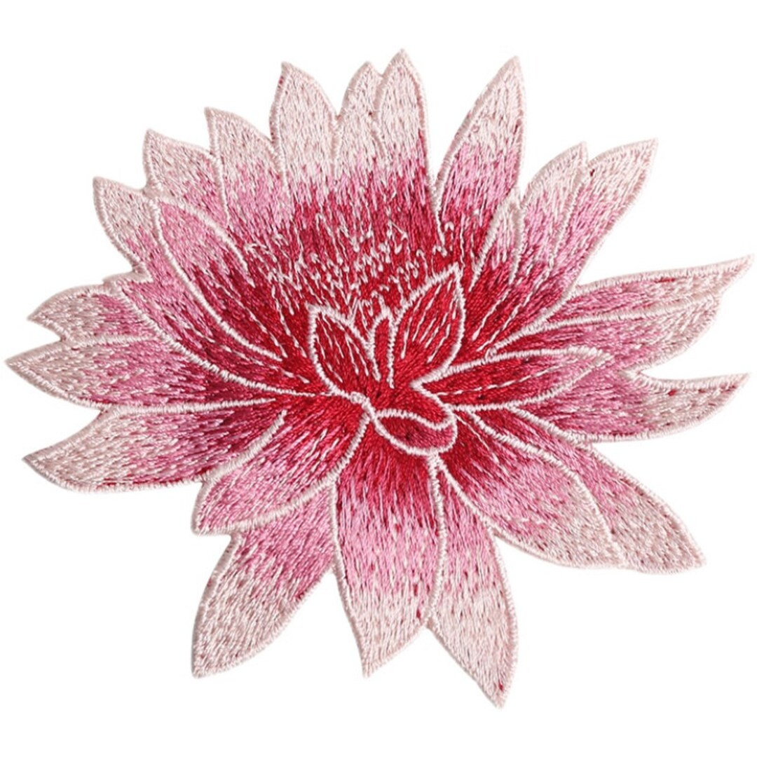 8.8x10.2cm Lotus Flower Lace Embroidery Applique Flower Sew on Clothing ...