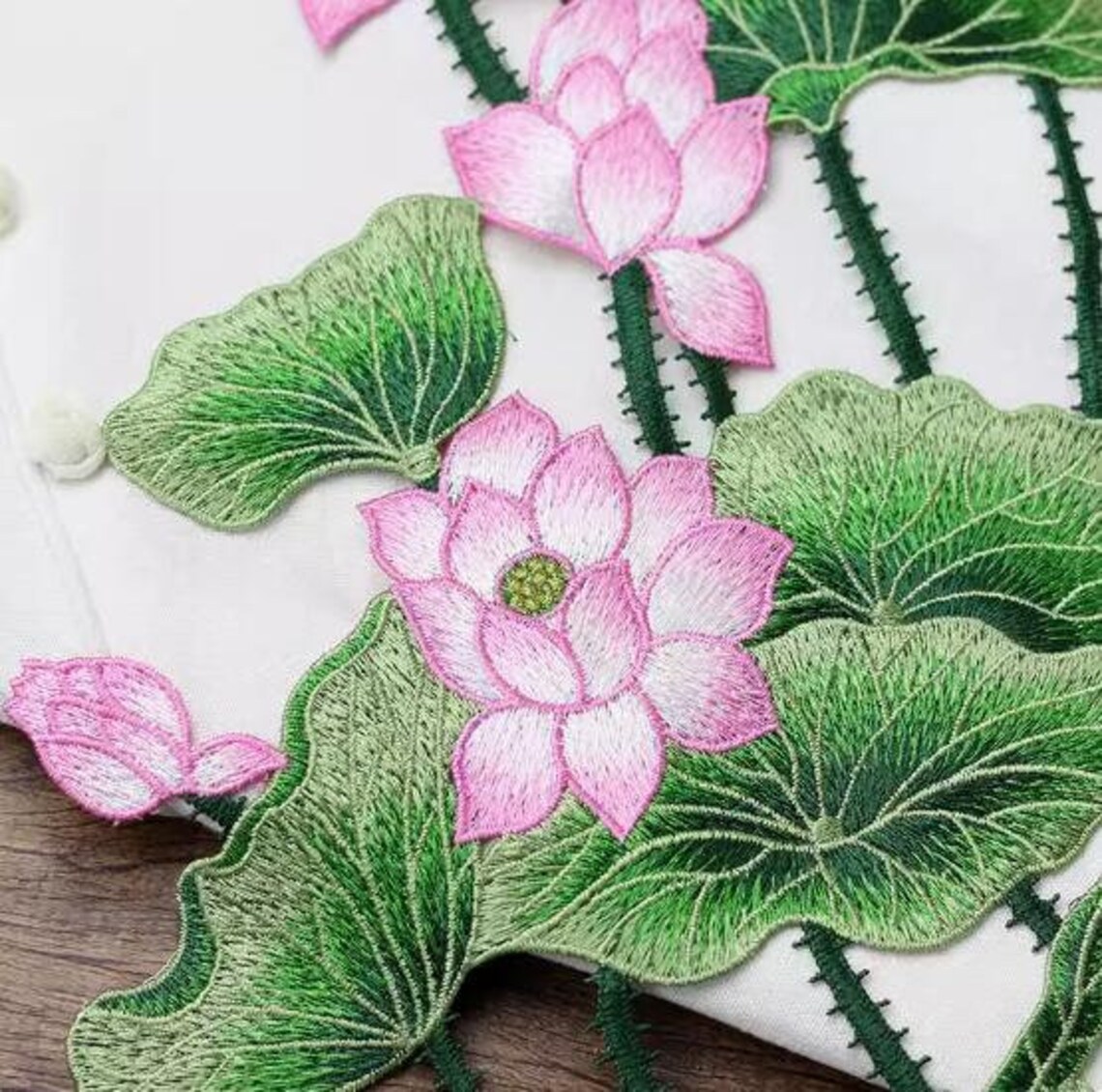 36x28cm Lotus Flower Lace Embroidery Applique Multi Color Flower Sew on ...