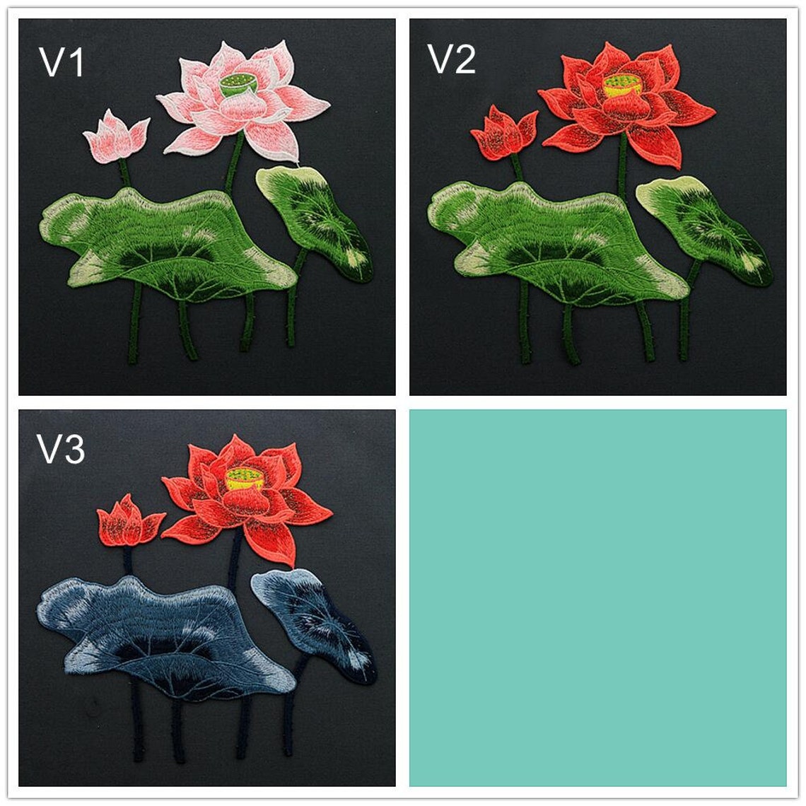 26x25.5cm Lotus Flower Lace Embroidery Applique Multi Color Flower Sew ...
