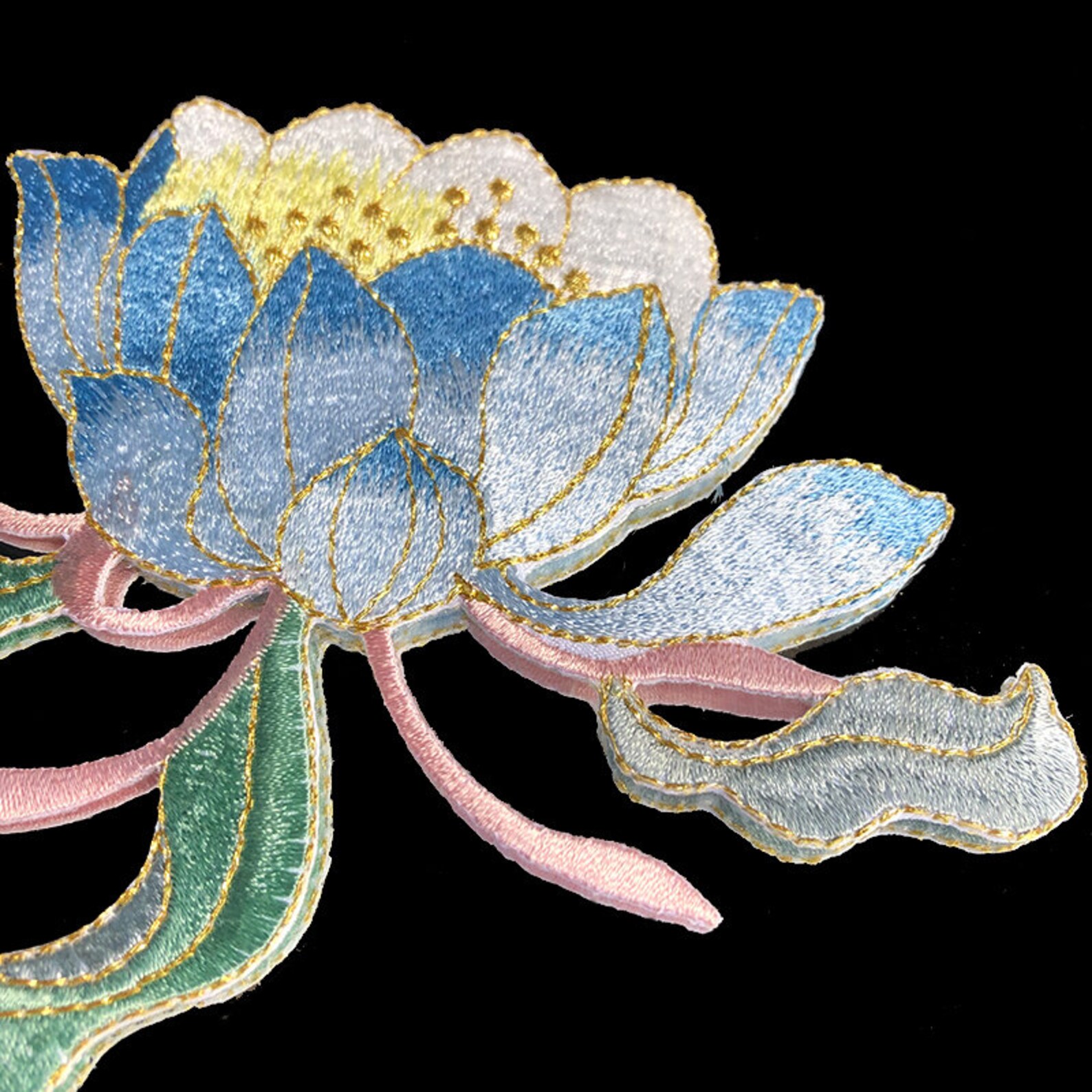15.5x12cm Lotus Flower Lace Embroidery Applique Sew on Accessories DIY ...
