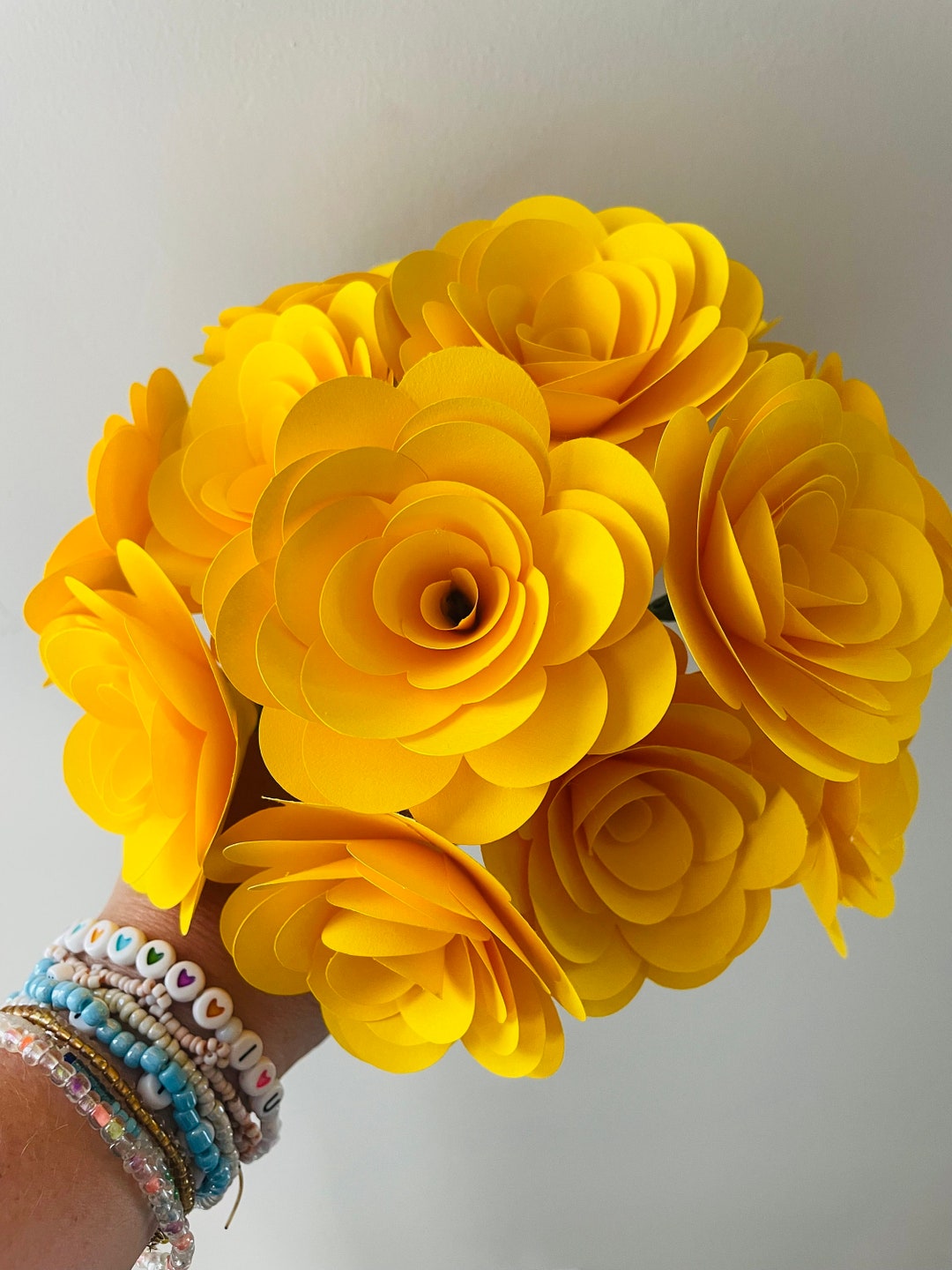 Dozen Yellow Paper Roses, Ready to Ship - Etsy