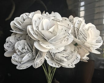 Sheet Music Roses, Handmade Paper Flowers - Etsy