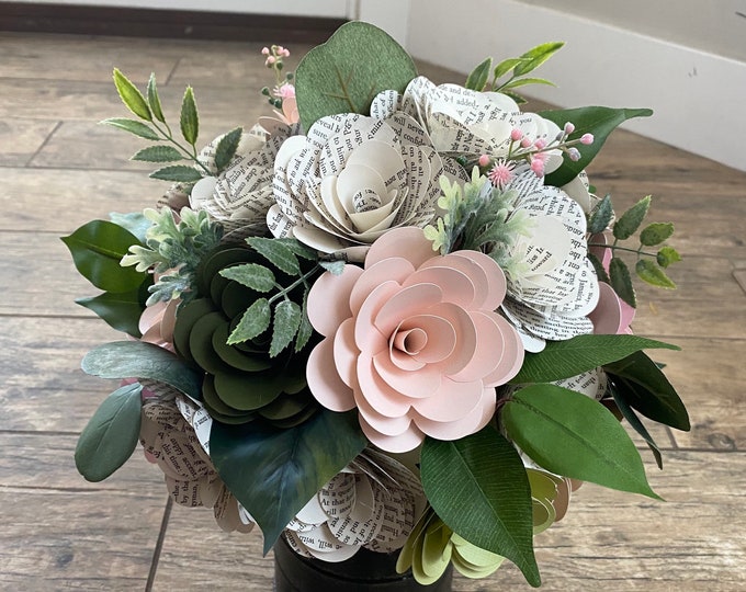 Custom Book and Color Rose Bouquet, Wedding Bouquet - Etsy