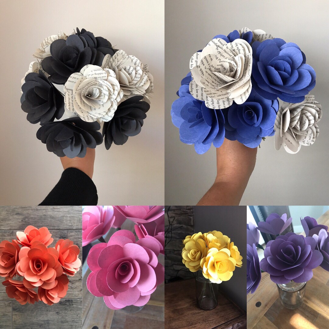 Solid Color Paper Roses - Etsy