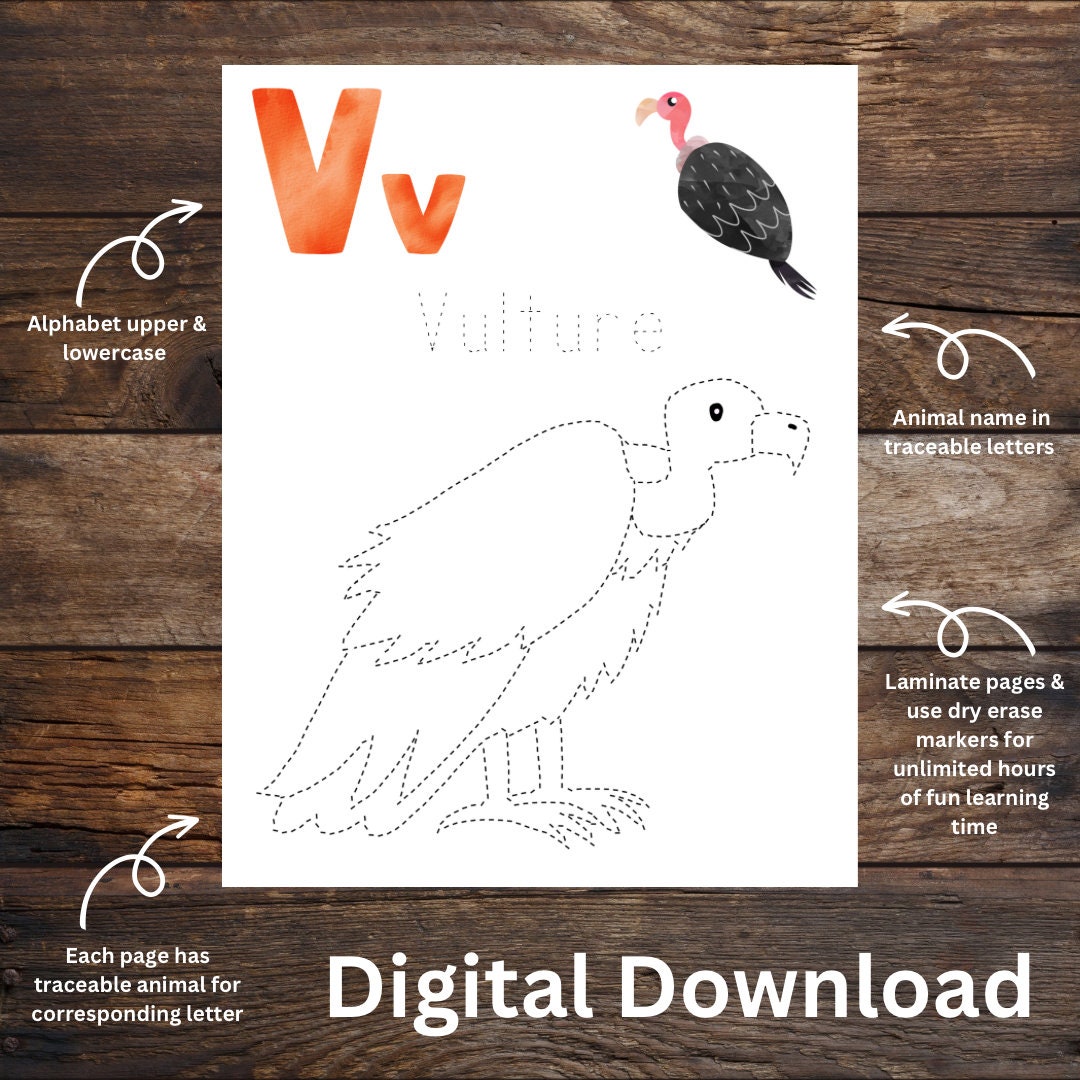 Alphabet Animal Tracing Preschool Busy Book Download | Coloring Book ...